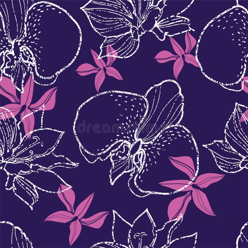 Orchid flowers pattern stock vector. Illustration of design - 174526547