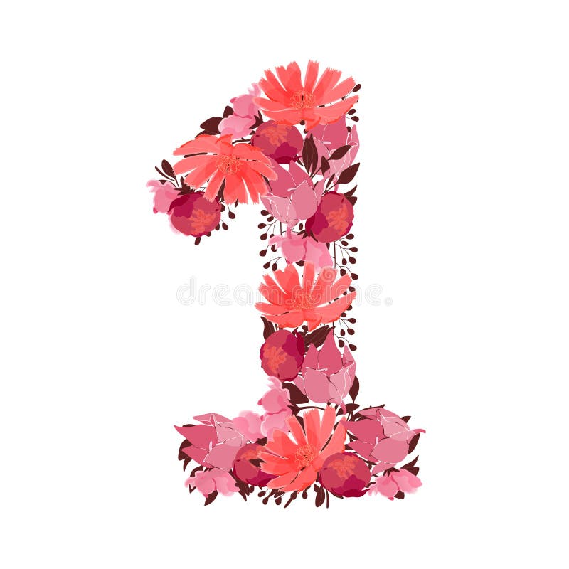 Vector Flower Number 1. Botanical Character, Figure Stock Illustration ...