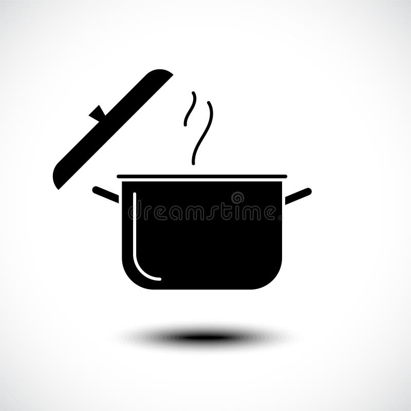 Stew Pan Icon. Boil or Stew Food Symbol Stock Vector - Illustration of ...