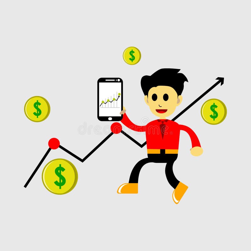 Illustration of Cartoon Character Trading Profit Stock Vector ...