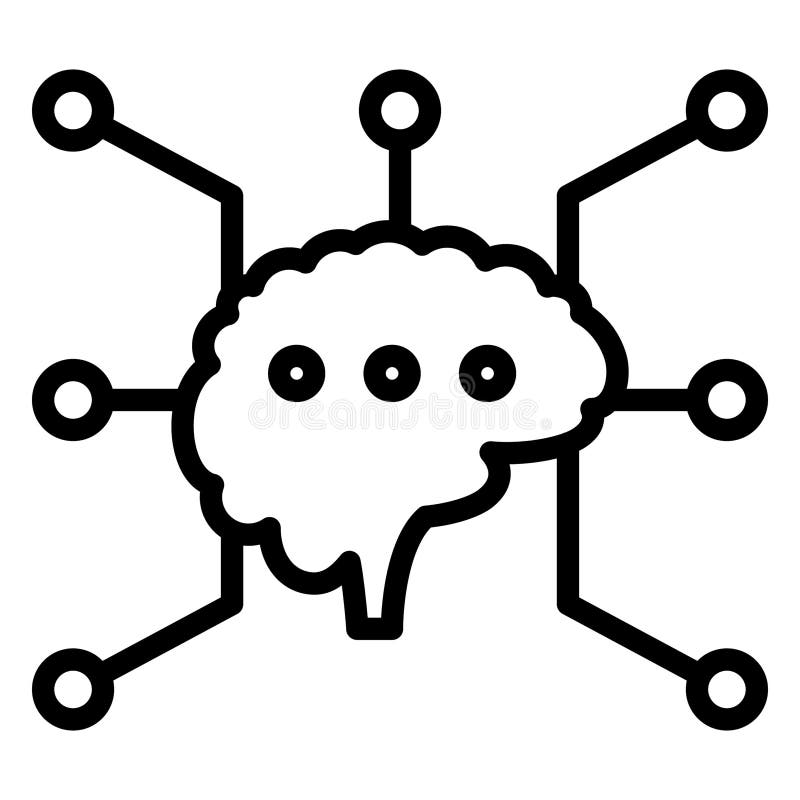 Brain Memory, Digital Brain, Line Vector Icon Which Can Easily Modify ...
