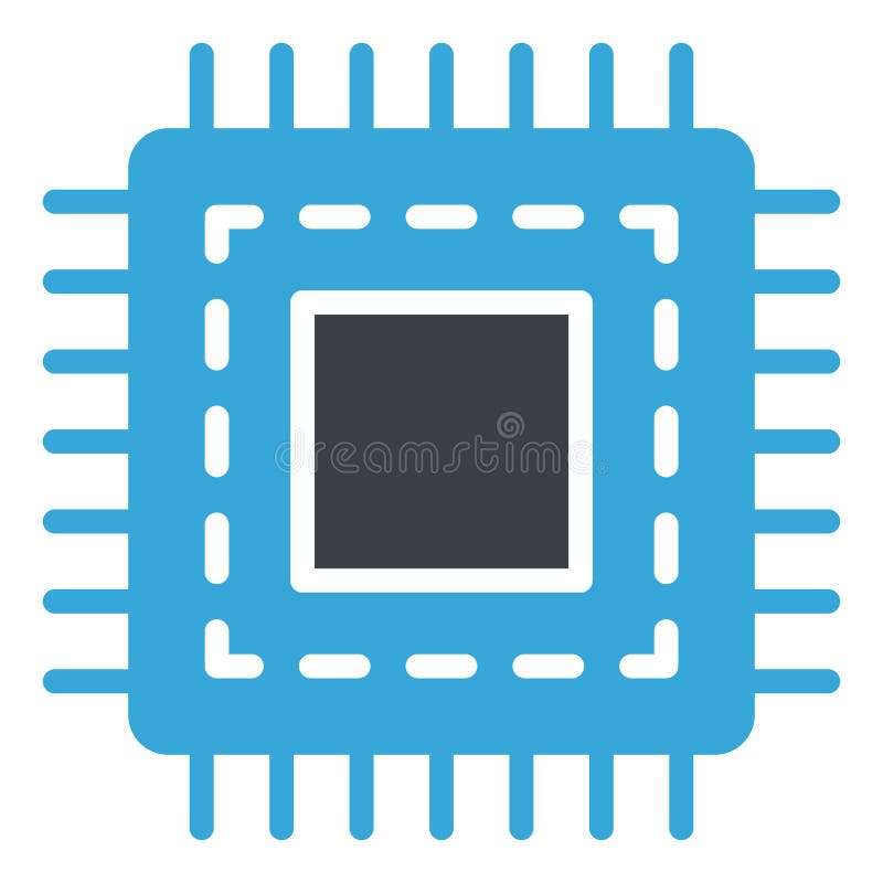 Computer Chip, Electronic Circuit Isolated Vector Icon that Can Be ...