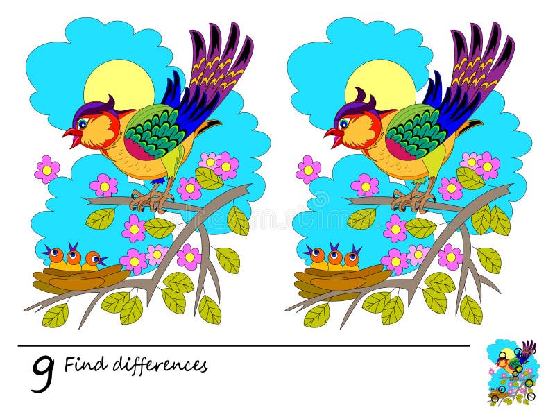 Bird Find Difference Stock Illustrations – 441 Bird Find Difference ...