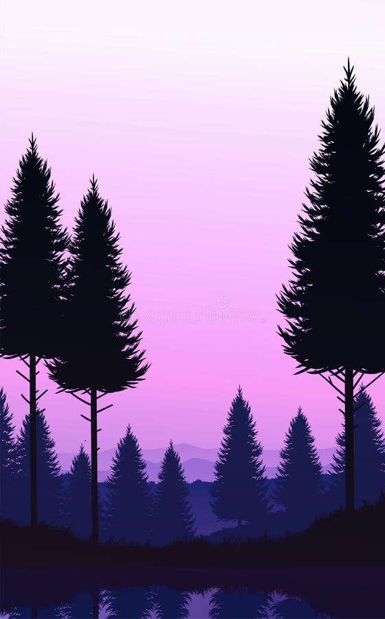 Nature Forest Natural Pine Forest Mountains Horizon. Landscape ...