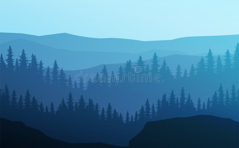 Nature Forest Natural Pine Forest Mountains Horizon. Landscape ...