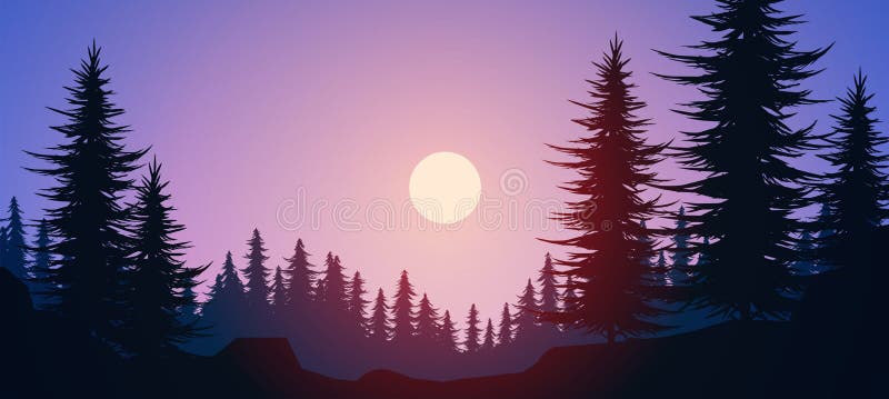 Nature Forest Natural Pine Forest Mountains Horizon. Landscape ...