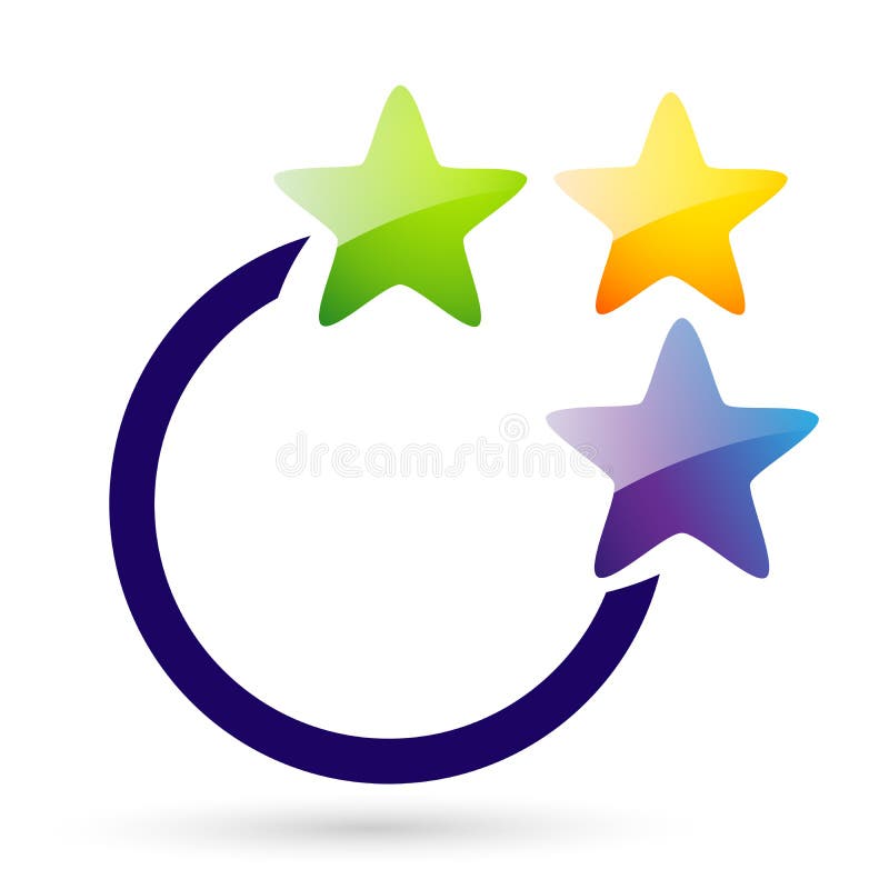 Blue Yellow Green Three Bright Star Icon Logo for Business Investment ...