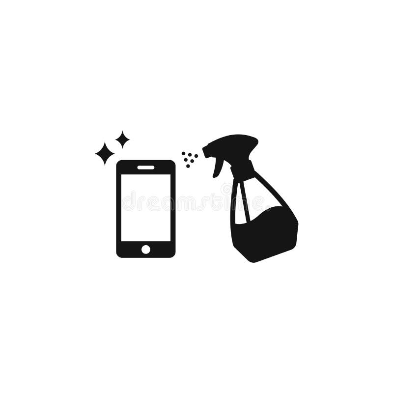 Phone Cleaning Black Isolated Vector Icon. Stock Vector - Illustration ...