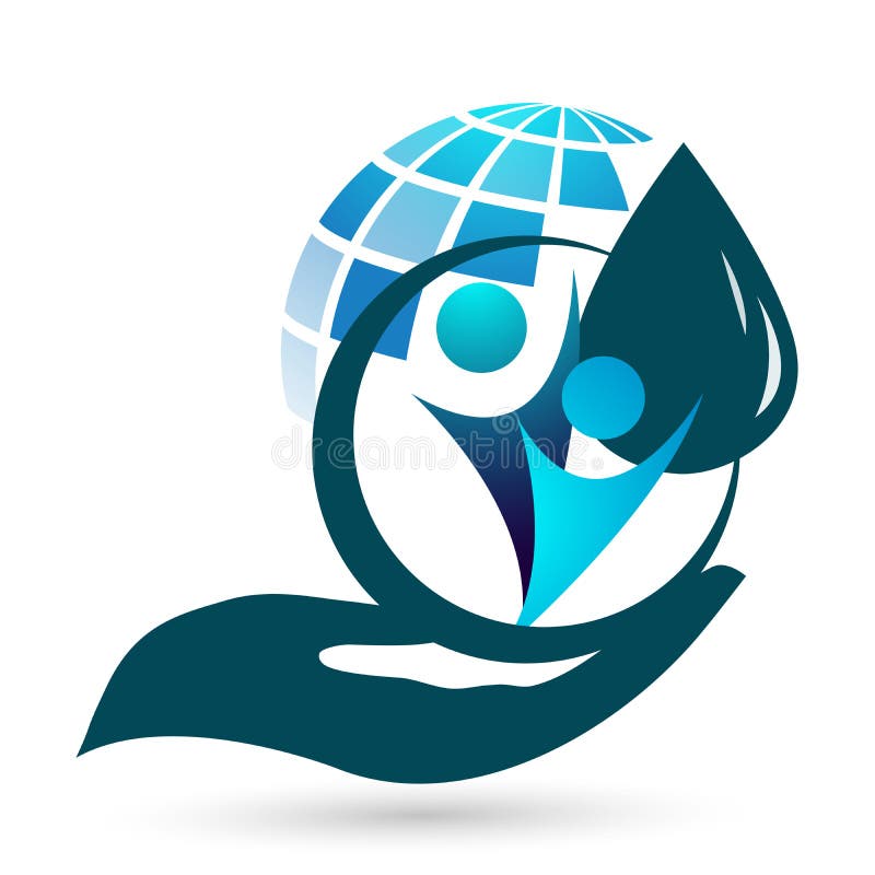 Globe Water Drop Save Logo Concept of Water Drop with World Save Earth ...