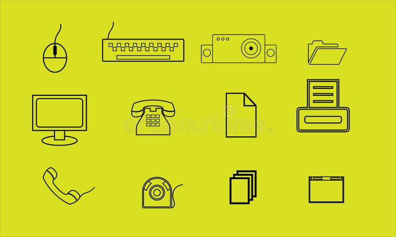 Computer Peripherals And Accessories Icons Stock Vector - Illustration ...