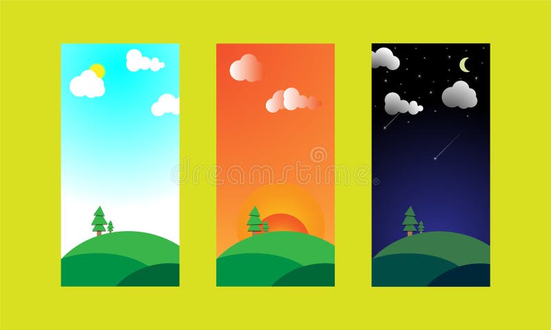 Morning, Noon And Night. Clock Shows Time Of Day. Forest Glade. The Sun ...