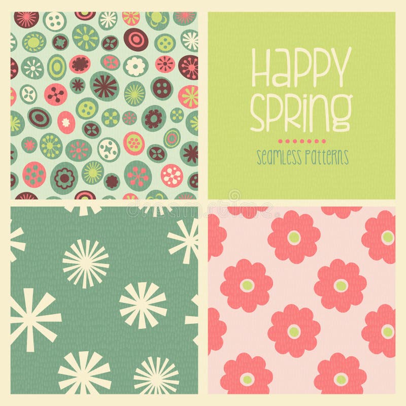 Seamless Spring Fabric Pattern with Flower Spots Stock Vector ...