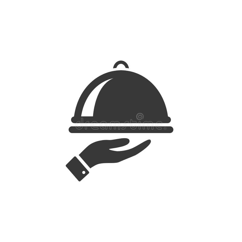 Dish Cover or Cap, Tray Server with Hand Serving Stock Vector ...