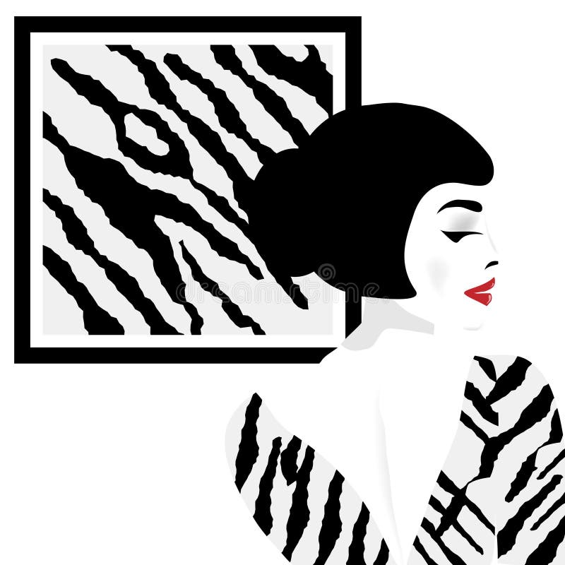 The Lady in the Zebra-Print Dress Stock Vector - Illustration of ...