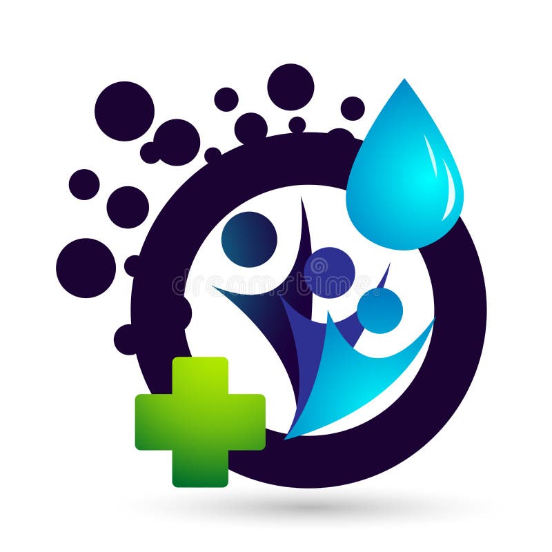 Globe Water Drop Medical Logo Concept of Water Care with World Save ...