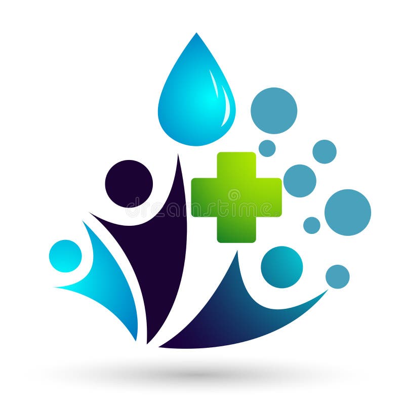Globe Water Drop Medical Logo Concept of Water Care with World Save ...