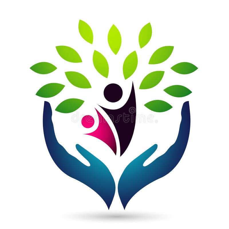 Hand Holding Human Tree Health Care Wellness Medical Logo Icon on White ...