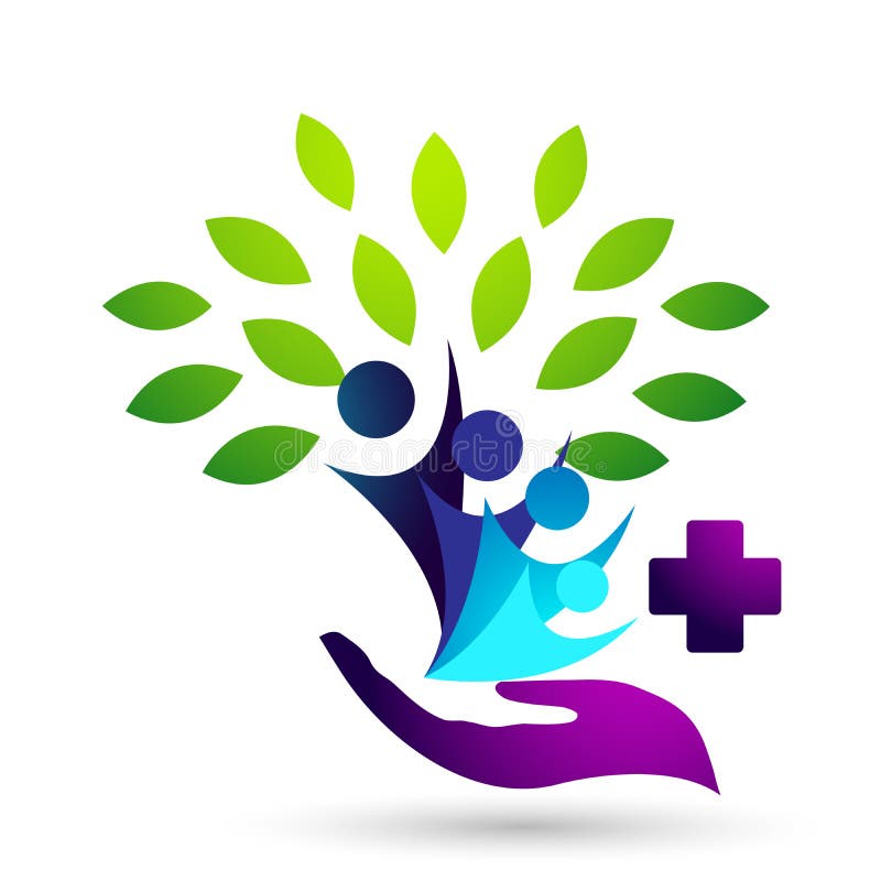 Hand Holding Human Tree Health Care Wellness Medical Logo Icon on White ...