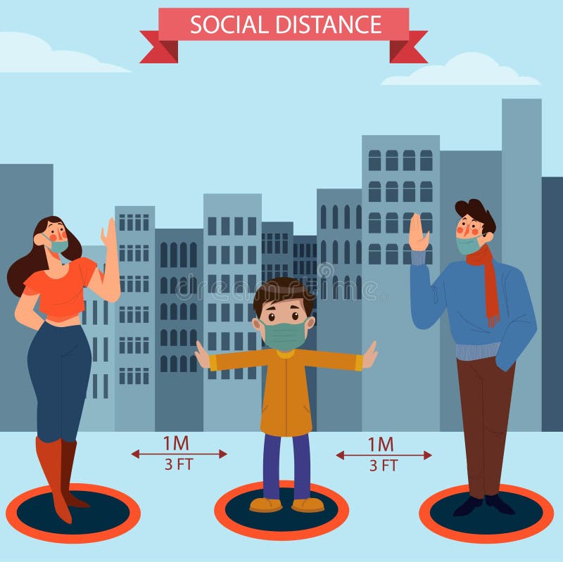 Social Distancing, Keep The 1 Meter Distance In Public To Protect From ...