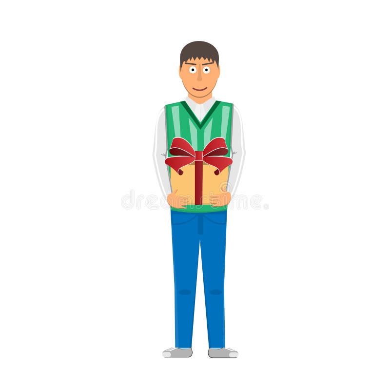 A Man with a Gift. Surprise, Vector Illustration Stock Vector ...