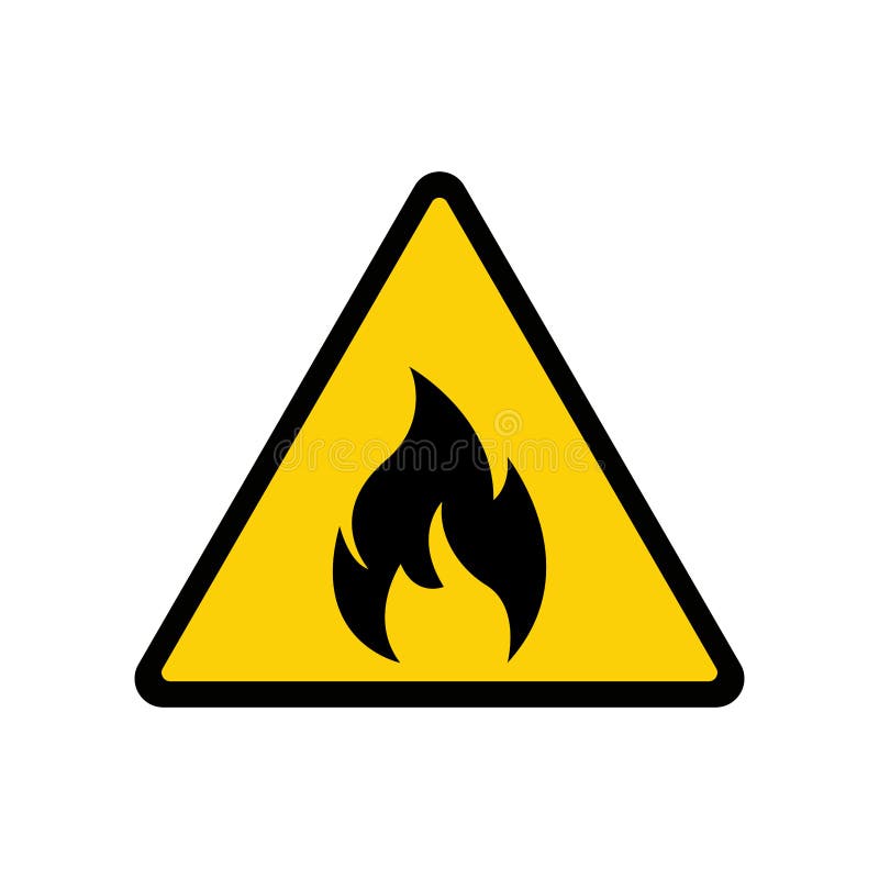 Fire Warning Sign on White. Fire Warning Sign in Yellow Triangle ...