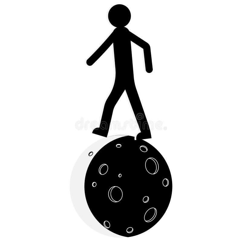 A Man Walks on the Moon. the Silhouette of a Man. Vector Illustration ...