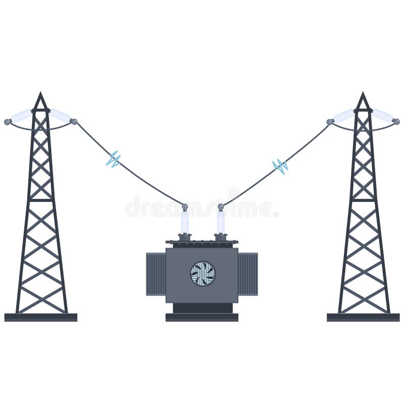 Electrical Transformer. Transmission Line. Vector Illustration Stock ...