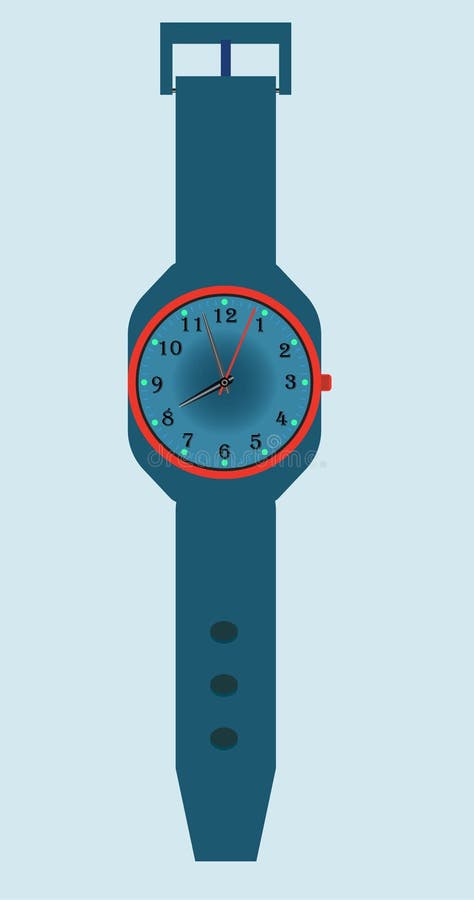 Flat Style Vector Illustration of Classic Men`s Hand Watch with ...