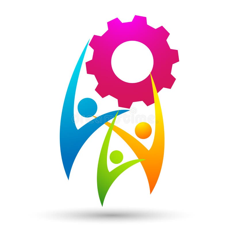 People Gear Globe Team Work Gear Wheels and Care Logo Partnership ...