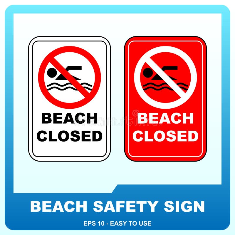 Beach Safety Sign To Guide Visitor Stock Vector - Illustration of beach ...