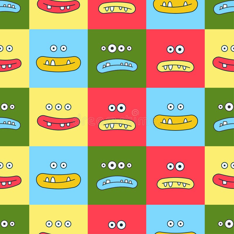 Funny Cute Monster. Square Face Avatars Stock Vector - Illustration of ...