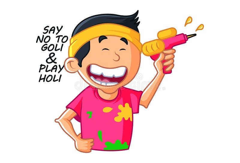 Vector Cartoon Illustration of Holi Sticker Stock Vector - Illustration ...