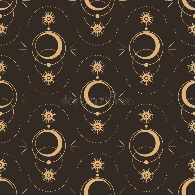 Vector Seamless Pattern with Moon and Stars. Stock Vector ...
