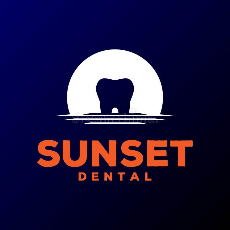 Dentistry Sunrise Logo Design Simple Stock Vector. Dental on the Beach ...