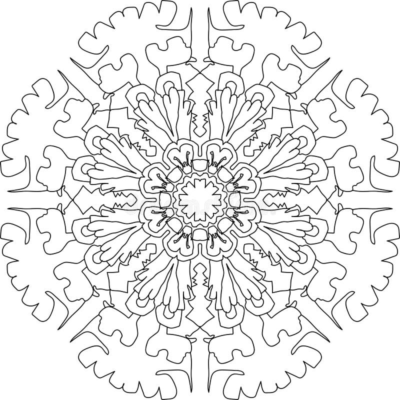 Mandala, Flower Heart Shaped Leaves Scribble Drawing Doodle, Vector ...