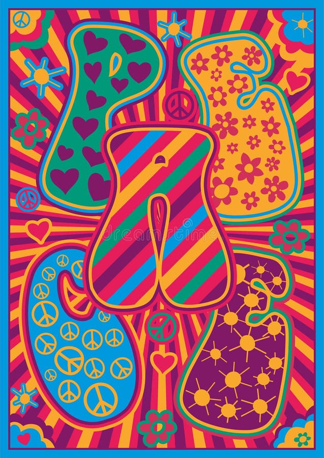 Hippie Poster Style Psychedelic Art Illustrations Stock Illustration ...