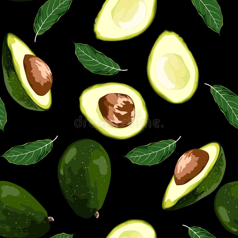 Avocado Seamless Pattern for Print, Fabric and Organic, Vegan, Raw ...