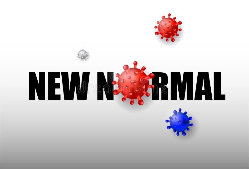 New Normal Logo Concept Word and World Globe with Coronavirus Red White ...