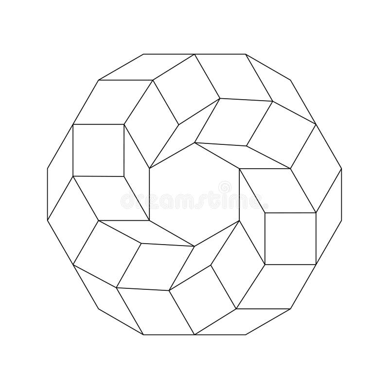 Impossible 3D Toroidal Polyhedron, Geometric Art. Stock Vector - Illustration of illusion ...
