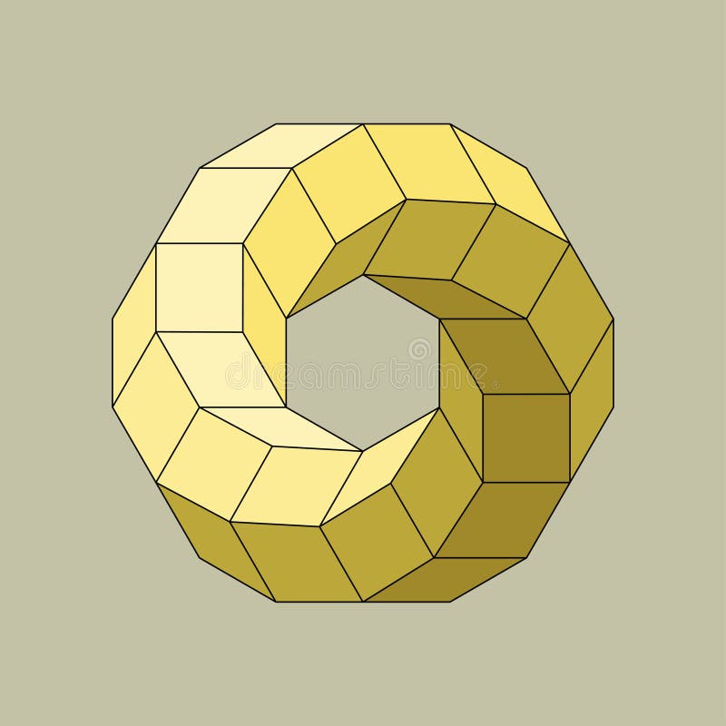 Impossible 3D Toroidal Polyhedron, Geometric Art. Stock Vector ...