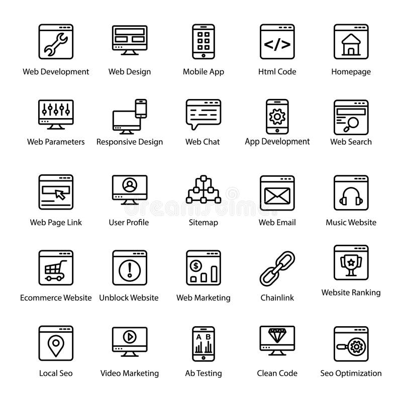 User Interface and Web Designing in Solid Icons Pack Stock Vector ...
