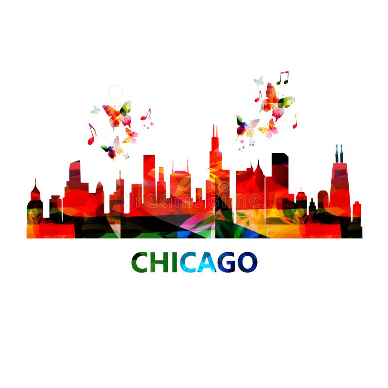 Chicago S Famous Skyscrapers Stock Illustration - Illustration of glass ...