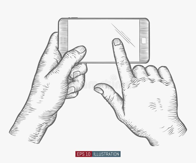 Hands Holding Phone. Abstract Smart Phone Silhouette. Template for Your ...