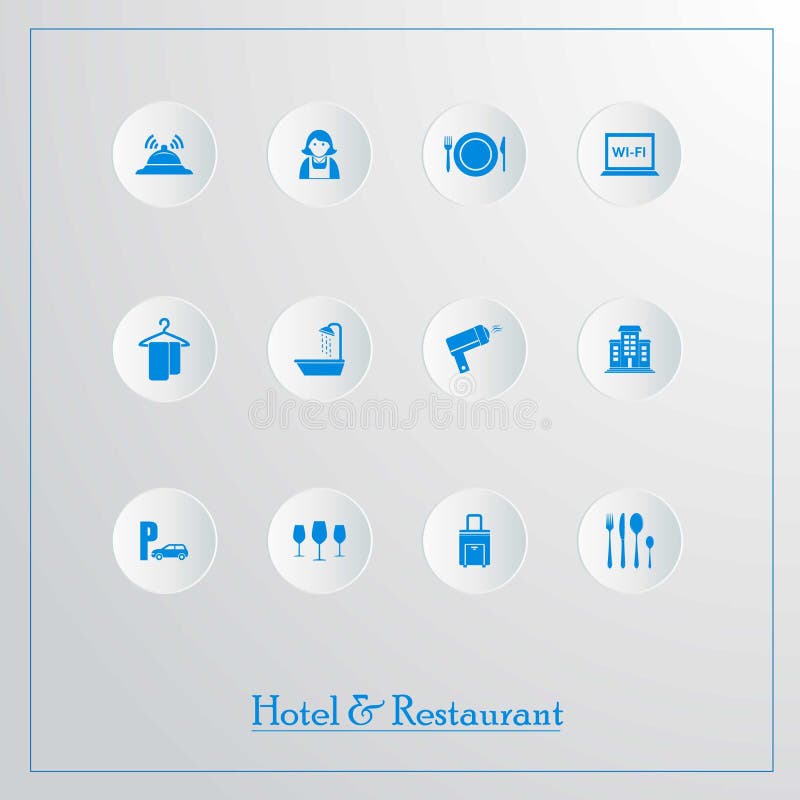 Hotels and Restaurant Icons and Tags Stock Vector - Illustration of ...