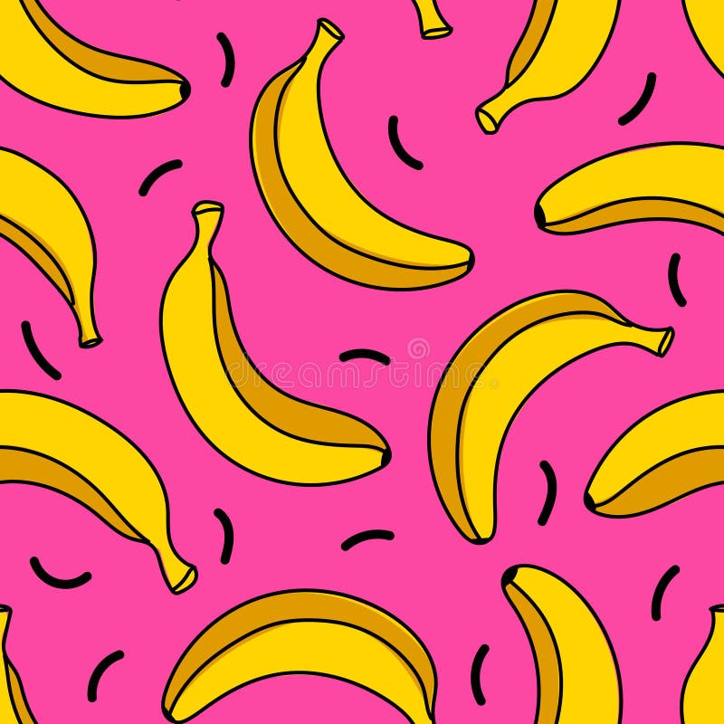 Seamless Pattern. Yellow Bananas on Pink Background Stock Vector ...