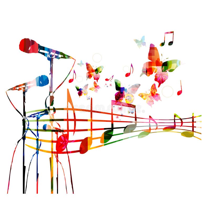 Microphones with Music Notes Vector Illustration Design. Colorful Music ...