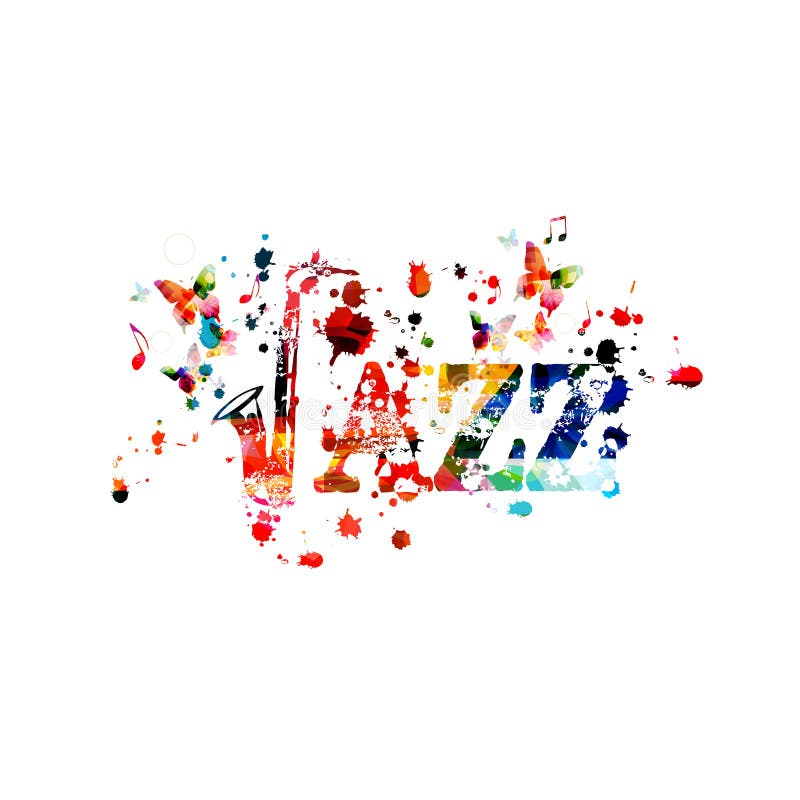 Jazz Word with Saxophone and Music Notes Isolated Vector Illustration ...