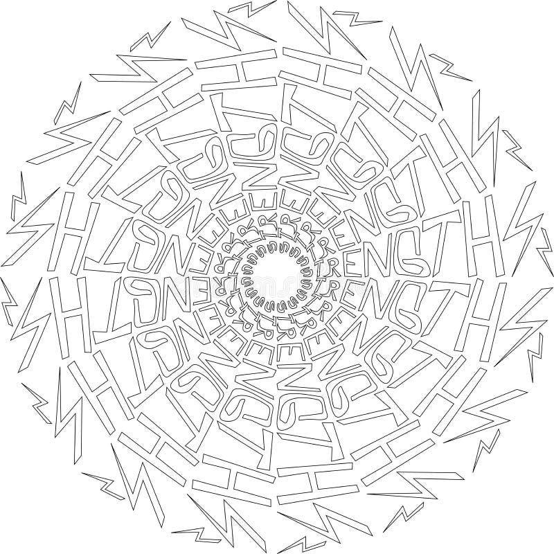 Mandala, Strength for Coloring Page or Book. Rotating Symmetrically ...