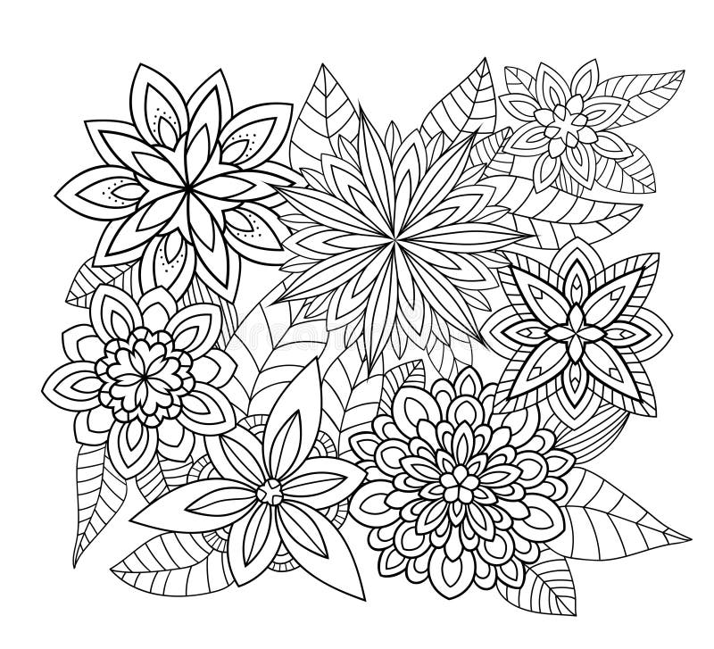 Fantasy Decorative Big and Middle Flowers with Simple Pattern and ...