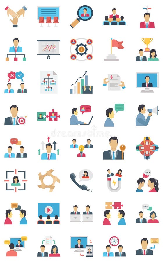 Teamwork Color Vector Icons Set Every Single Icons Can Be Easily ...